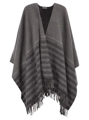Peserico Virgin Wool And Cashmere Cape - Gray