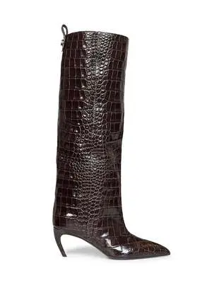 Attico Croco-printed Leather Lea High Boots - Multicolor