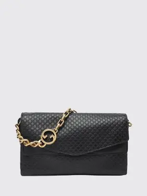 Gucci Embossed Gg Monogram Leather Shoulder Bag - Black