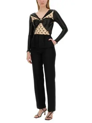 MARINE SERRE Draped Bodysuit - Black