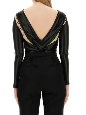 MARINE SERRE Draped Bodysuit - Black