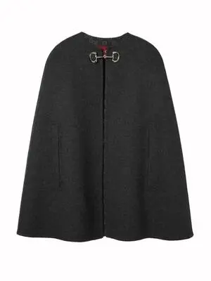 Gucci Wool And Silk Cape With Clamp - Gray