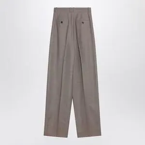 Saint Laurent Wide Leg Wool Trousers - Cream