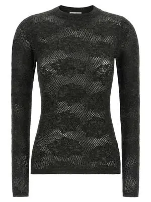 Brunello Cucinelli Flower Lace Sweater - Gray
