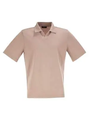 Herno Cotton Jersey Polo Shirt With Open Collar - Pink
