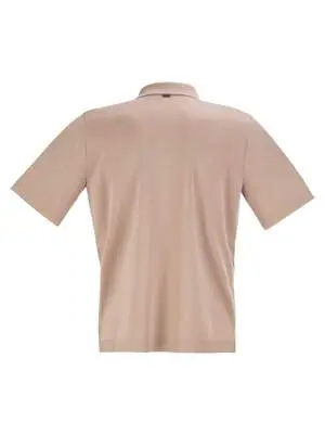 Herno Cotton Jersey Polo Shirt With Open Collar - Pink