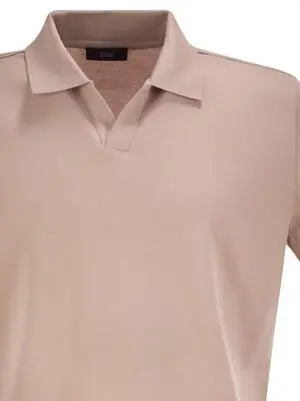 Herno Cotton Jersey Polo Shirt With Open Collar - Pink
