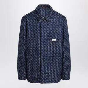Gucci White Jacket With Gg Shadow - Blue