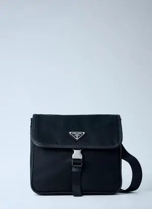 Prada Re-nylon And Saffiano Leather Shoulder Bag - Black