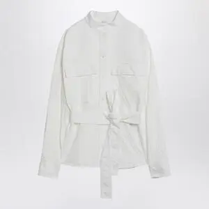 FERRAGAMO Belted Shirt In Cotton Blend - White