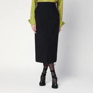 Dries Van Noten Wool And Mohair Midi Skirt - Black