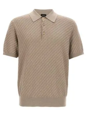 Brioni Knitted Polo Shirt - Cream