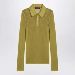 Gucci Pistachio Perforated Technical Knit Polo - Green