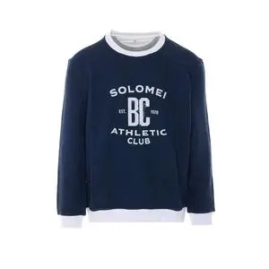 Brunello Cucinelli Melange Sweatshirt And Linen Topwear With Print - Blue