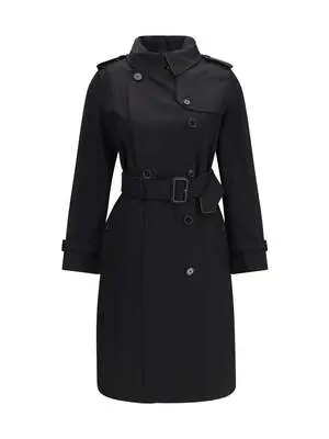 Burberry Long Gabardine Trench Coat - Black