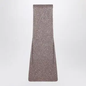 Balenciaga Light /silver Maxi Skirt With Sequins - Brown