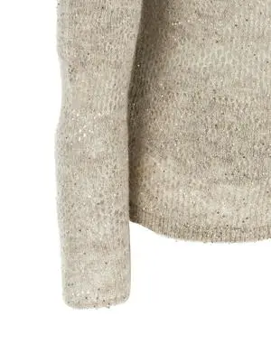 Brunello Cucinelli Flower Lace Sweater - Cream