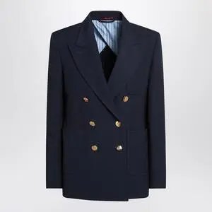 Gucci Double-breasted Jacket In Cotton - Blue