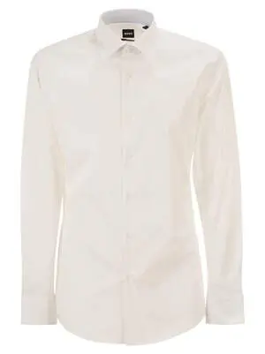 BOSS Slim Fit Shirt In Stretch Cotton Poplin - White