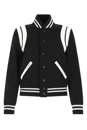 SAINT LAURENT Saint Laurent Women Black Wool Blend Bomber Jacket