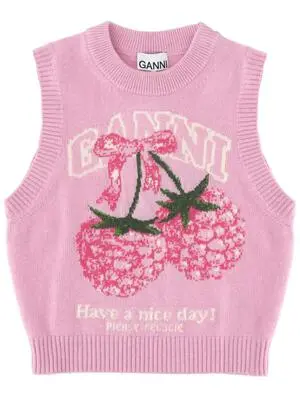 GANNI Gilet Raspberry - Pink