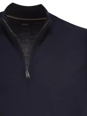 BOSS Virgin Wool Jumper With Zip Collar