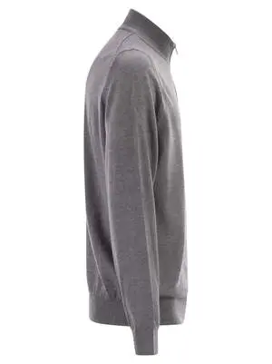 BOSS Virgin Wool Jumper With Zip Collar
