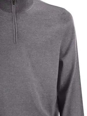 BOSS Virgin Wool Jumper With Zip Collar