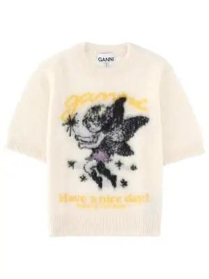 GANNI Maglia A Maniche Corte - White