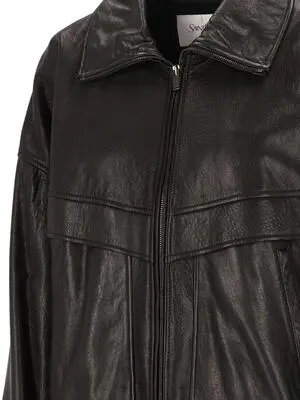 Saint Laurent Lambskin Balloon Jacket - Black
