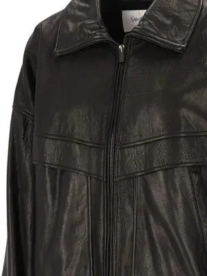 Saint Laurent Lambskin Balloon Jacket - Black
