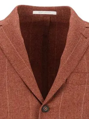 Eleventy Single-breasted Wool And Cotton Blend Jacket - Brown
