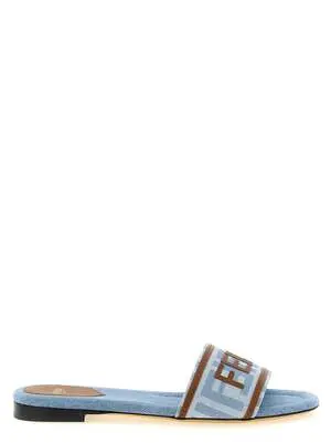 Fendi Denim Ff Pattern Sunshine Slide Sandals - Blue