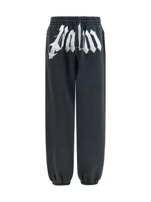 Palm Angels Sweatpants With Drawstring And Logo - Gray