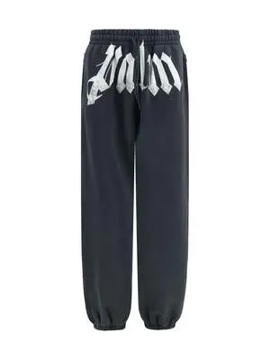 Palm Angels Sweatpants With Drawstring And Logo - Gray