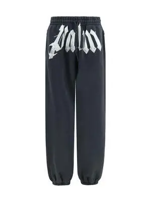 Palm Angels Sweatpants With Drawstring And Logo - Gray