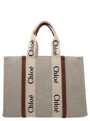 Chloé Medium 'woody' Shopping Bag - Cream