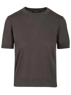 Max Mara Sweater In Cotton, Silk And Cashmere Yarn - Gray