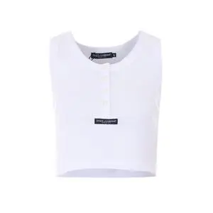 Dolce & Gabbana Logo Cropped Tank Top - White
