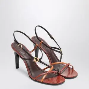 Fendi Ffold Burgundy/brown Heel Sandal - Red