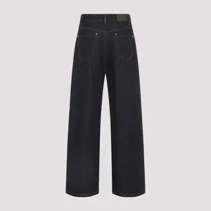 Brunello Cucinelli Wide Leg Cotton Jeans - Black