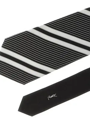 Saint Laurent Jacquard Diagonal Striped Tie - Multicolor