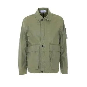 Stone Island Waxed Pigment Cotton Tela Logo Jacket - Green