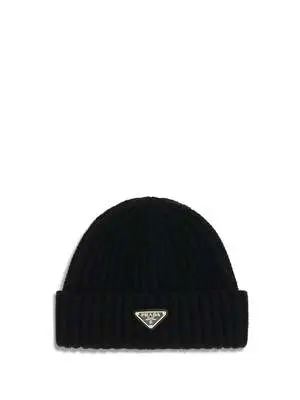 Prada Virgin Wool Beanie Hat - Black