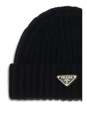 Prada Virgin Wool Beanie Hat - Black