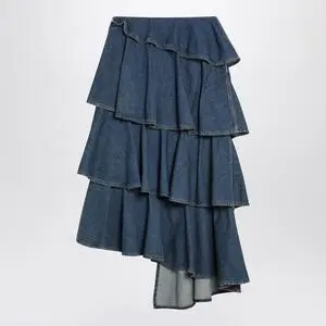 Alaïa Asymmetrical Spiral Denim Skirt
