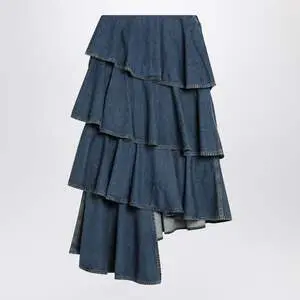 Alaïa Spiral Denim Skirt - Blue
