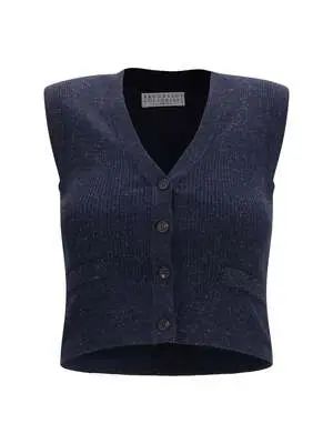 Brunello Cucinelli Sleeveless Cardigan - Blue
