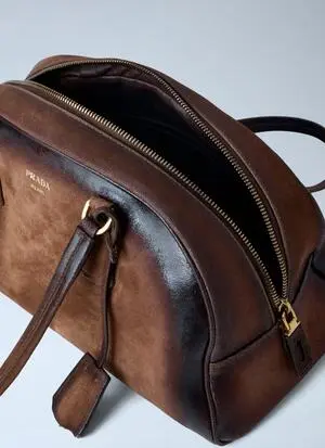 Prada Bowling Medium Suede Handbag