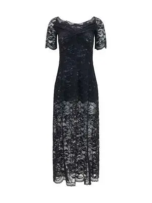 Rabanne Floral Lace Maxi Dress - Black